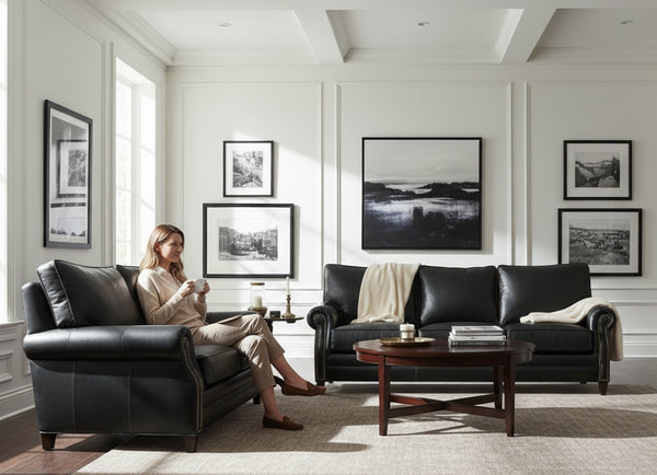 Alexander 87 Inch Traditional Leather Queen Sleeper Sofa