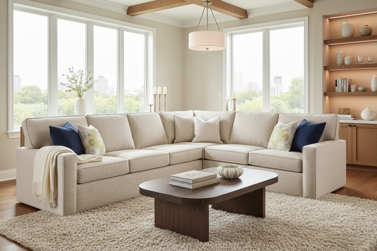 Jennifer Fabric Upholstered Sectional Sofa - Club Furniture