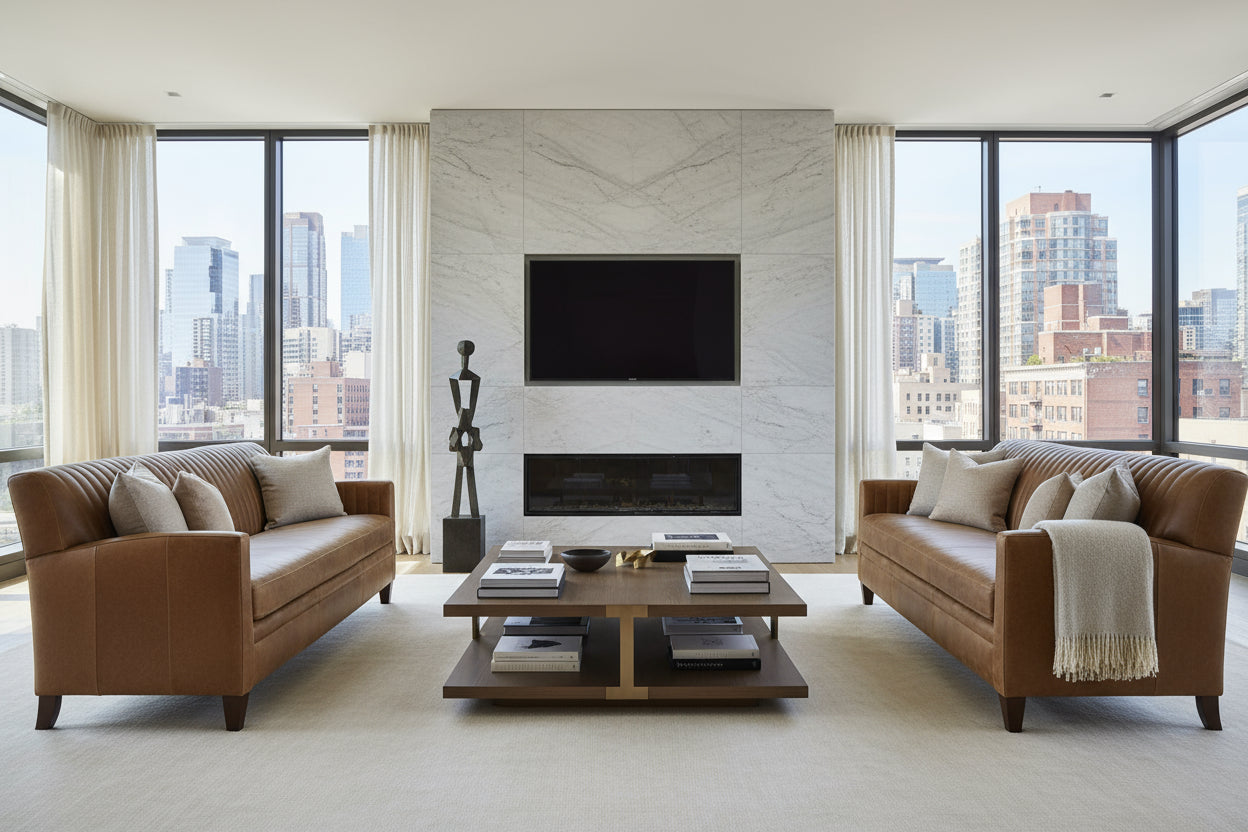 Edwin Transitional Leather 8-Way Hand Tied Furniture Collection
