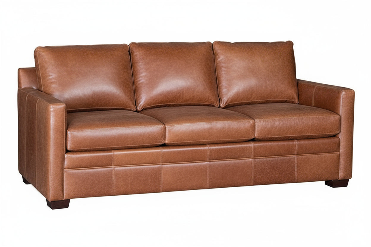 Hadley 82.5 Inch Contemporary Track Arm Leather Sofa