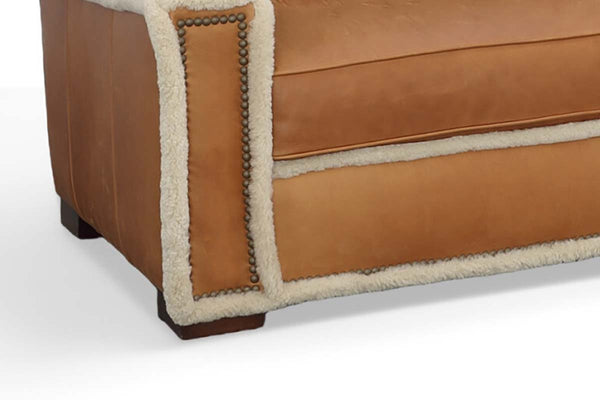 Telluride 90 Inch Traditional Two Cushion Shearling Leather Sofa