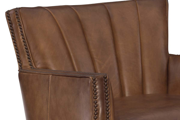 Vander Pawn Quick Ship Leather Swivel Accent Chair