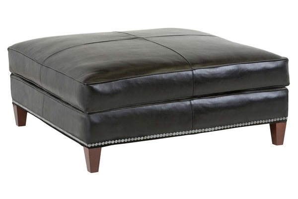 Ward Contemporary Large Square Leather Cocktail Ottoman