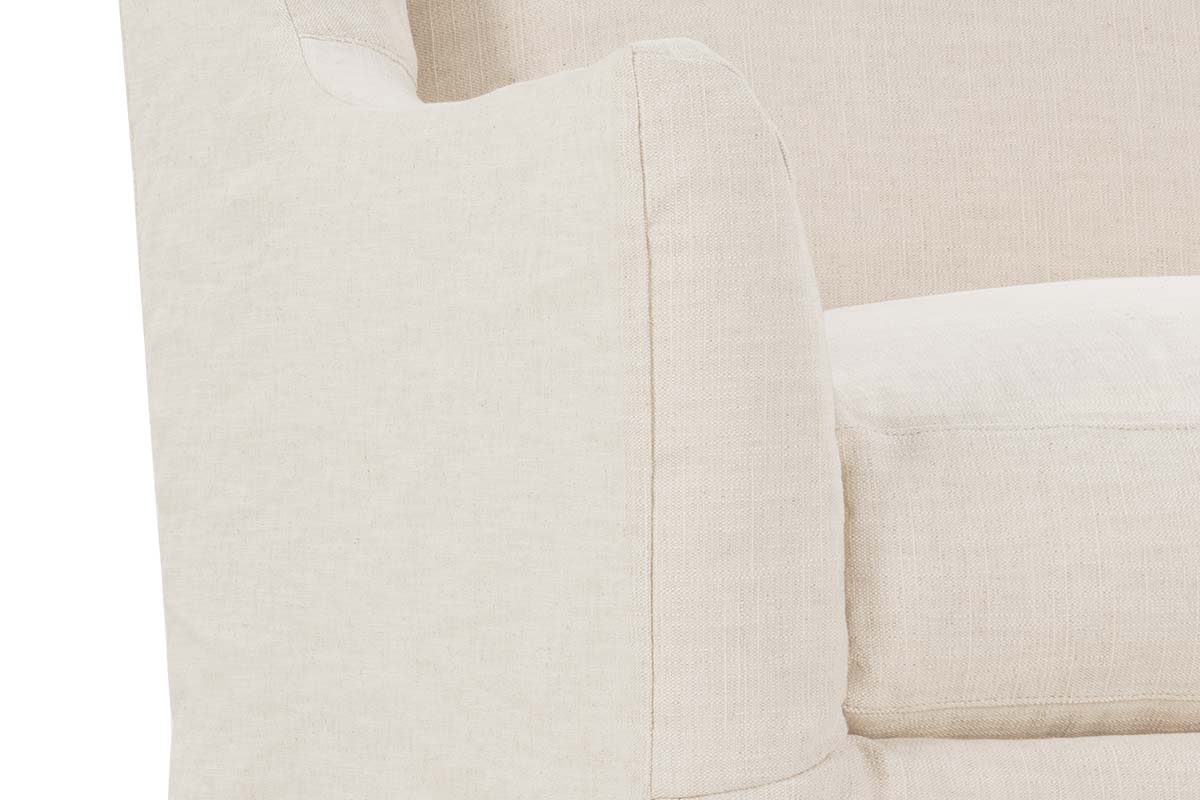 Della Tall Wing Back Swivel Slipcovered Accent Chair With Sloping Arms