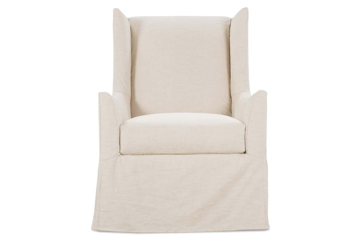 Della Tall Wing Back Slipcovered Accent Chair With Sloping Arms