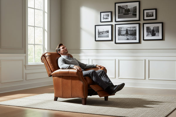 Hanover Traditional Leather Recliner W/ Nailhead Trim - Made in USA