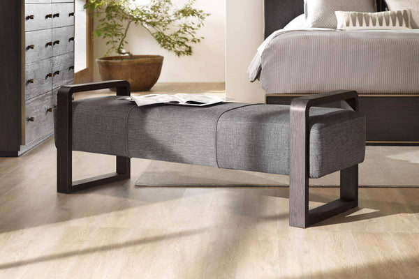 Heath Quick Ship 60 Inch long Contemporary Exposed Wood And Fabric B