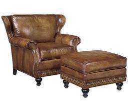 Leather wingback chair and footstool store
