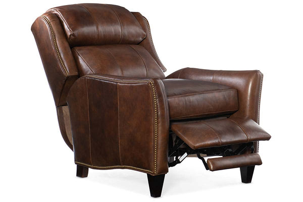 Rubin French Roast Quick Ship Leather Recliner - Club Furniture